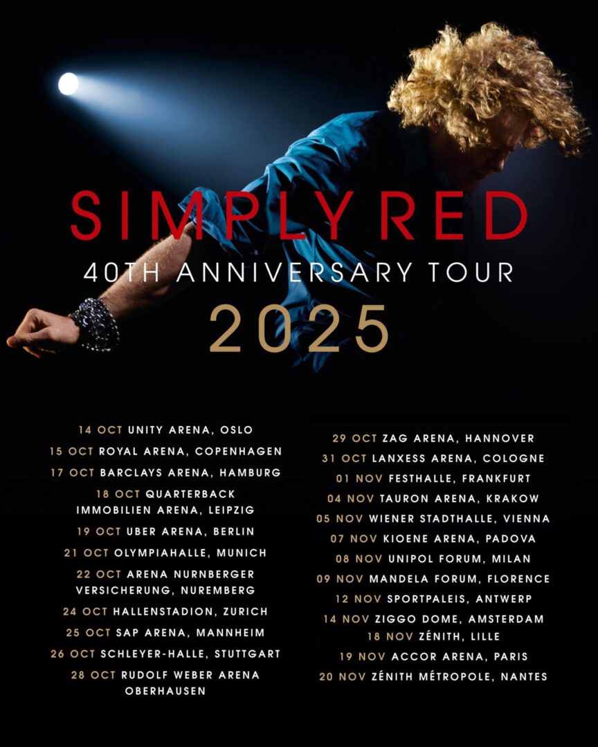 Concerttip: SIMPLY RED naar Sportpaleis in 2025 – Luminous Dash BE